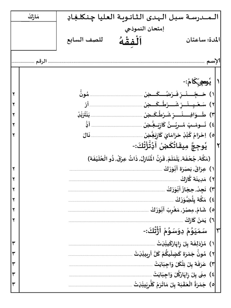 7-Model1 Fiqh | PDF