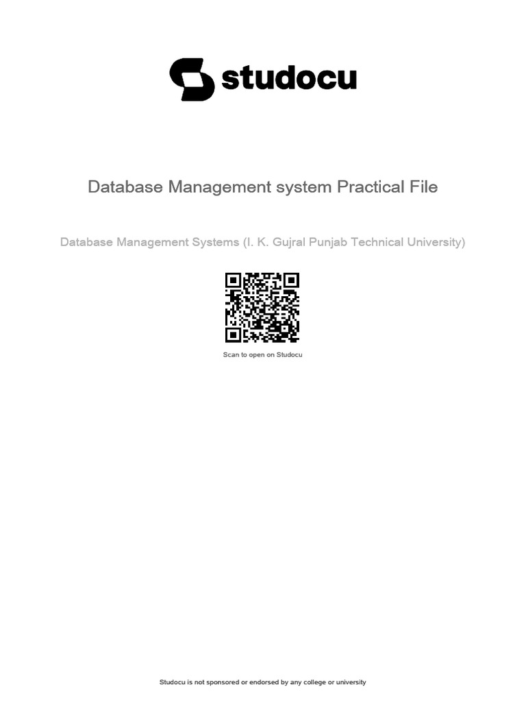 Database Management System Practical File Database Management System Practical File | PDF ...