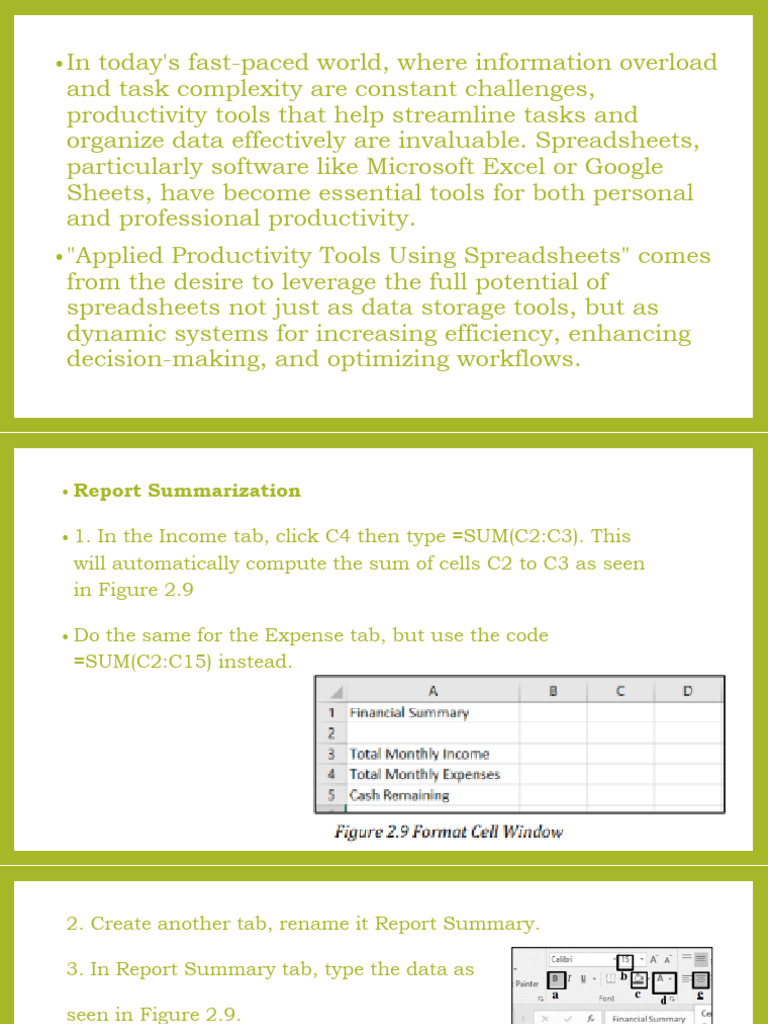 Applied Productivity Tools Using Spreadsheet | PDF | Spreadsheet ...