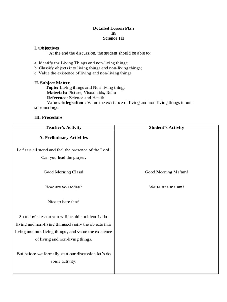 Science Detailed Lesson Plan-1 | PDF | Lesson Plan | Cognition