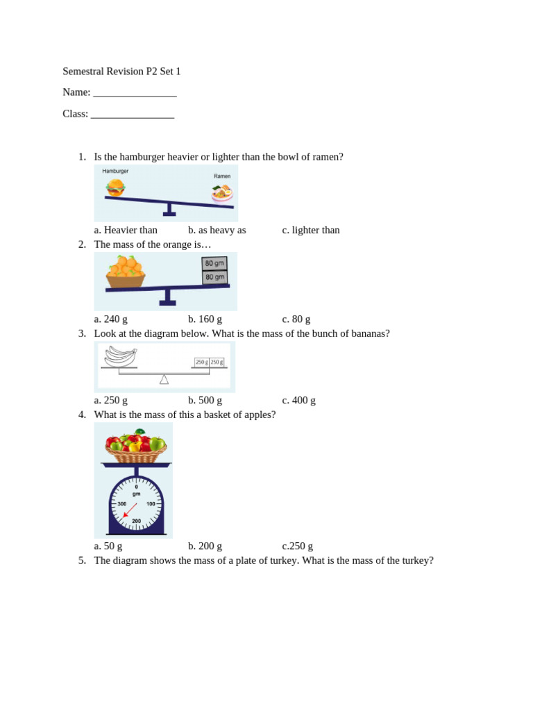 Semestral Revision P2 Set 1 | PDF