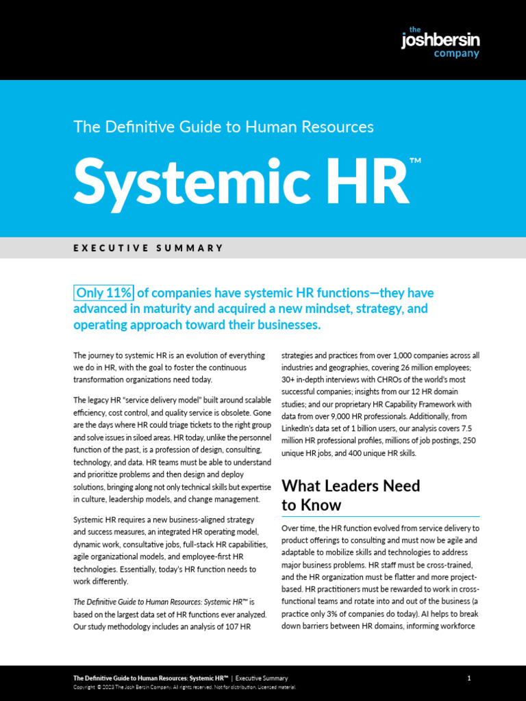Josh Bersin - The Definitive Guide To Human Resources - Systemic HR ES ...
