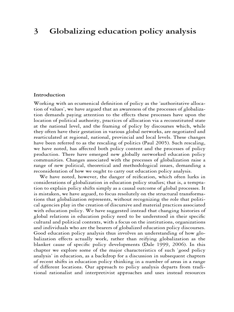 Education Policy in a Global Context | PDF | Policy | Methodology