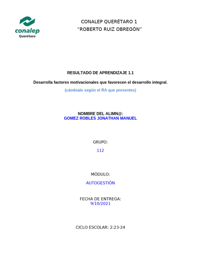 Hoja de Presentación Conalep | PDF