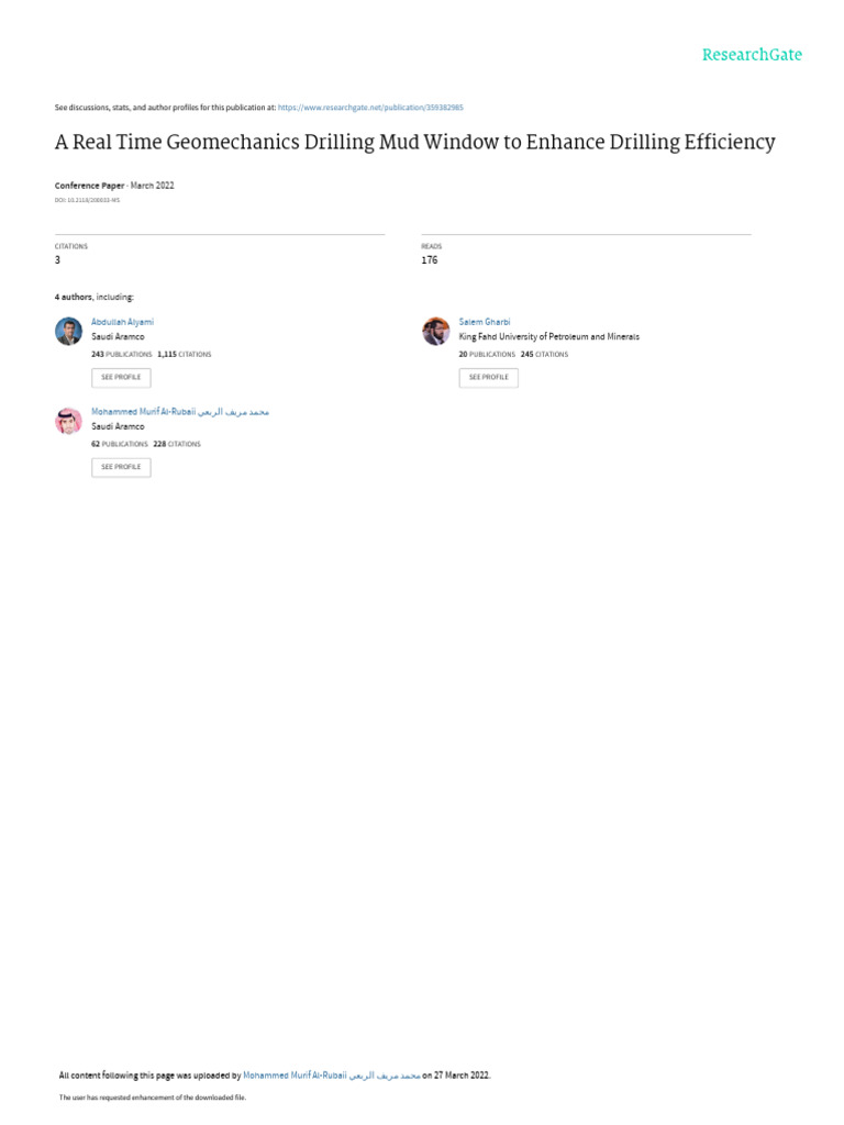 A Real Time Geomechanics Drilling Mud Window To Enhance Drilling Efficiency | PDF | Oil Well ...