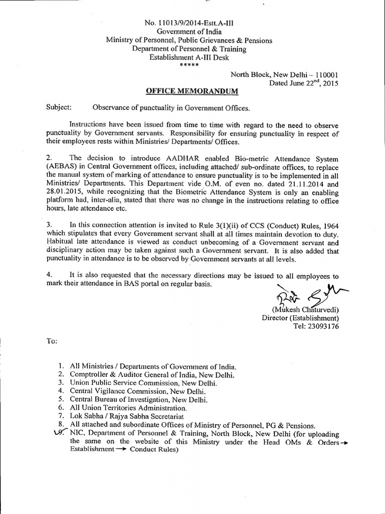 Dopt-order Dated 22.06.2015 | PDF | Government Of India | Government