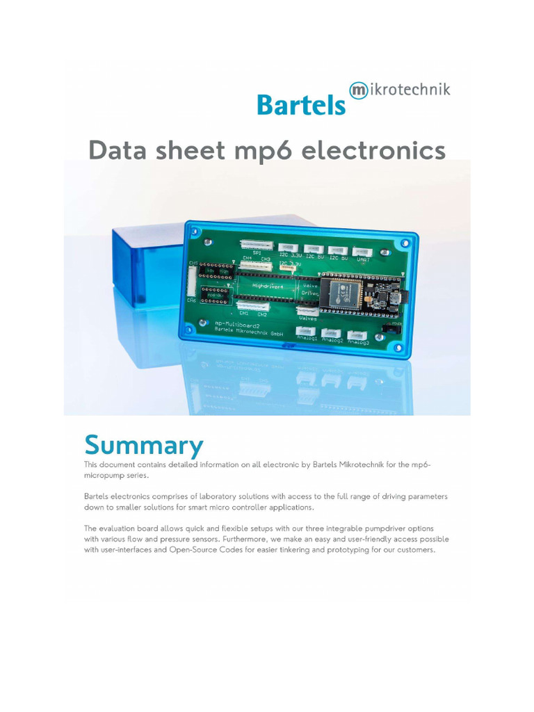 Bartels mp6 Micropump Electronics Datasheet | PDF