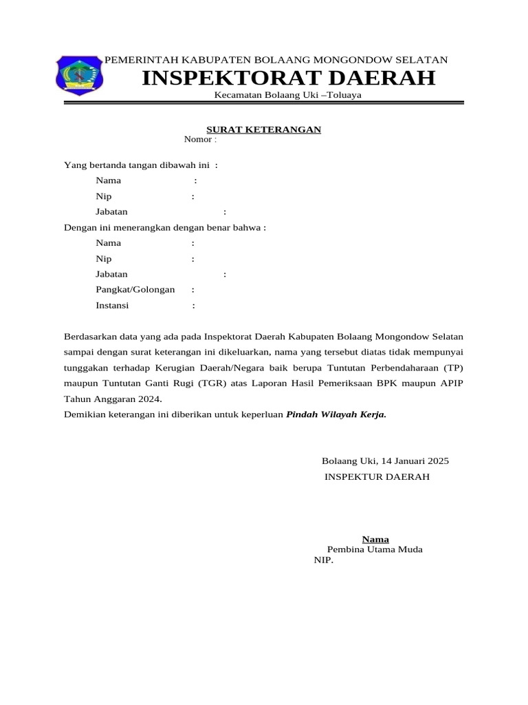 Surat Keterangan Bebas TGR | PDF