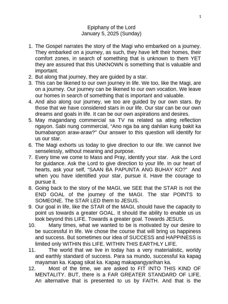 January 5, 2025 Epiphany | PDF | Religious Belief And Doctrine