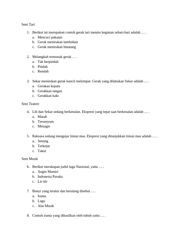 Soal Seni Bu Asih | PDF