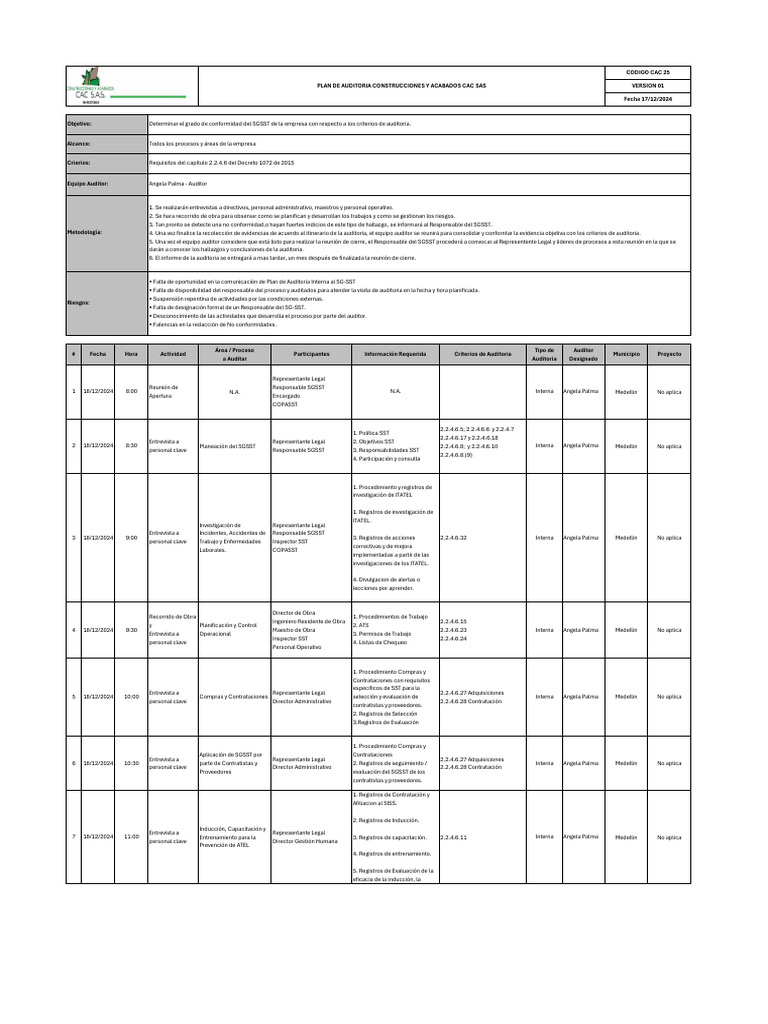 Plan de Auditor - CAC 25 Firmado | PDF | Auditoría