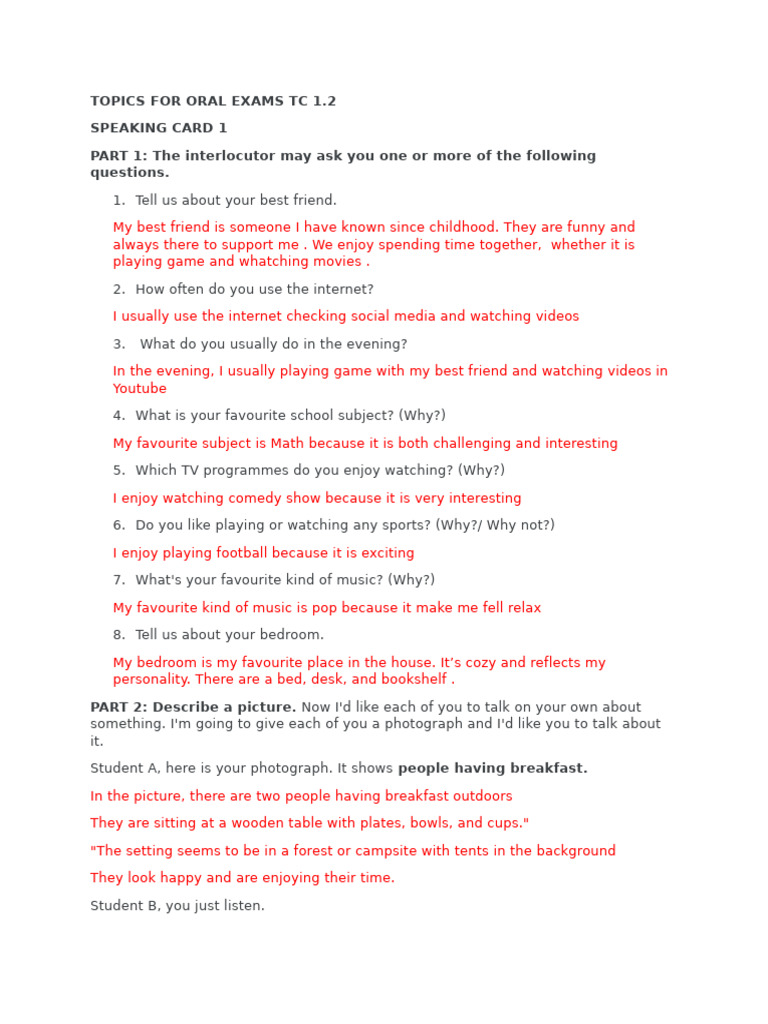 Topics For Oral Exams TC 1 | PDF | Books