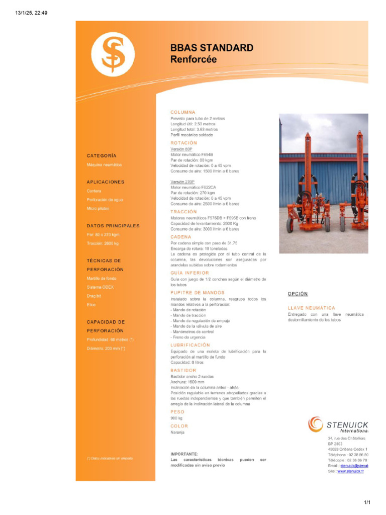 Stenuick Coredril Exploracion Suelos Perforacion Bulroc API | PDF