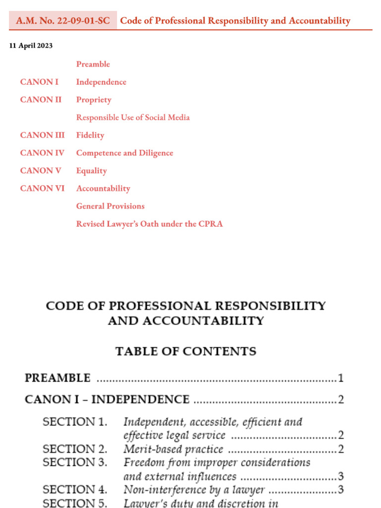 Code of Professional Responsibility Accountability | PDF | Lawyer ...