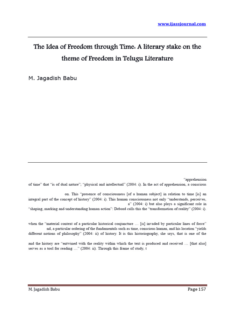The Idea of Freedom Through Time: A Literary Stake On The Theme of ...