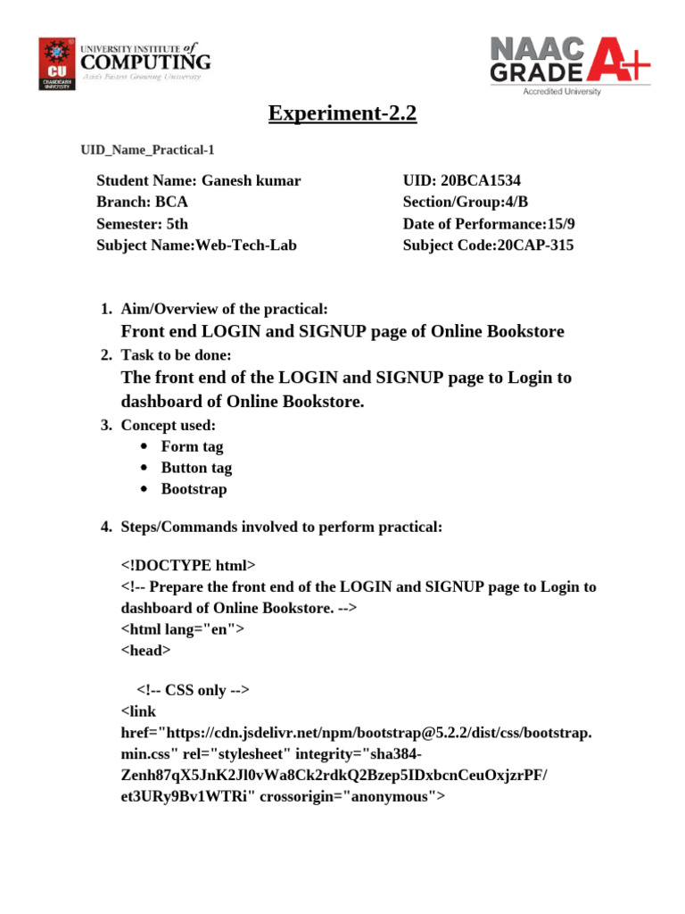 Exp-2.2 Web Tech | PDF