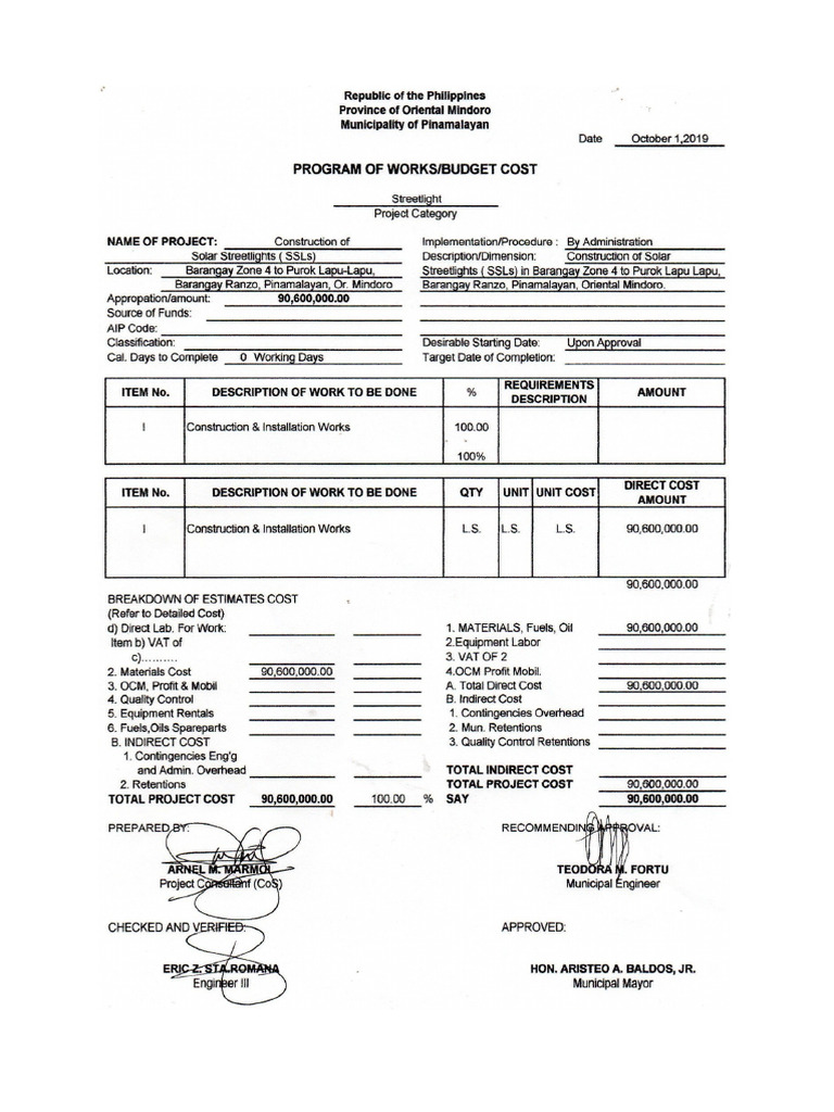Program of Works and Detailed Engineering Design | PDF