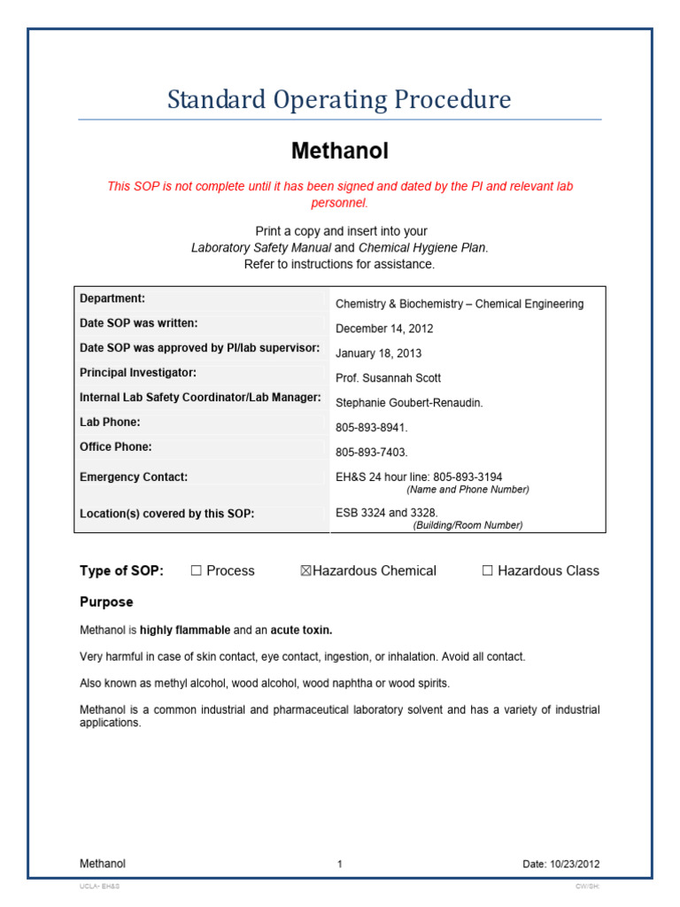 Methanol | PDF | Personal Protective Equipment | Methanol