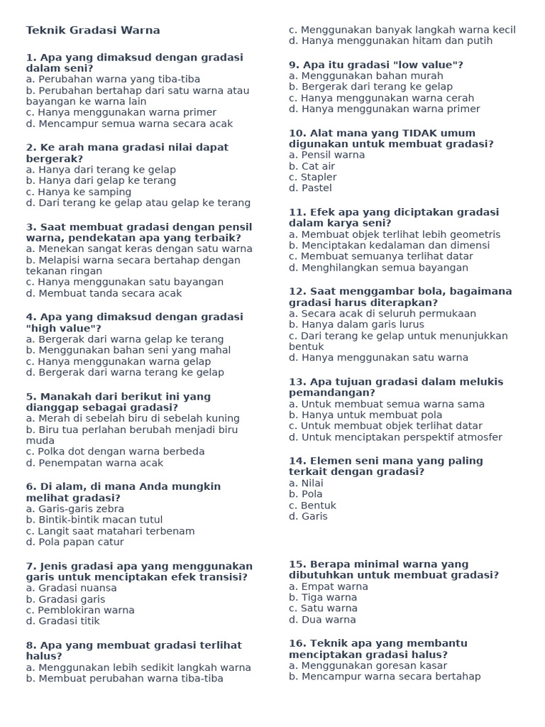 Teknik Gradasi Warna dalam Seni Rupa | PDF