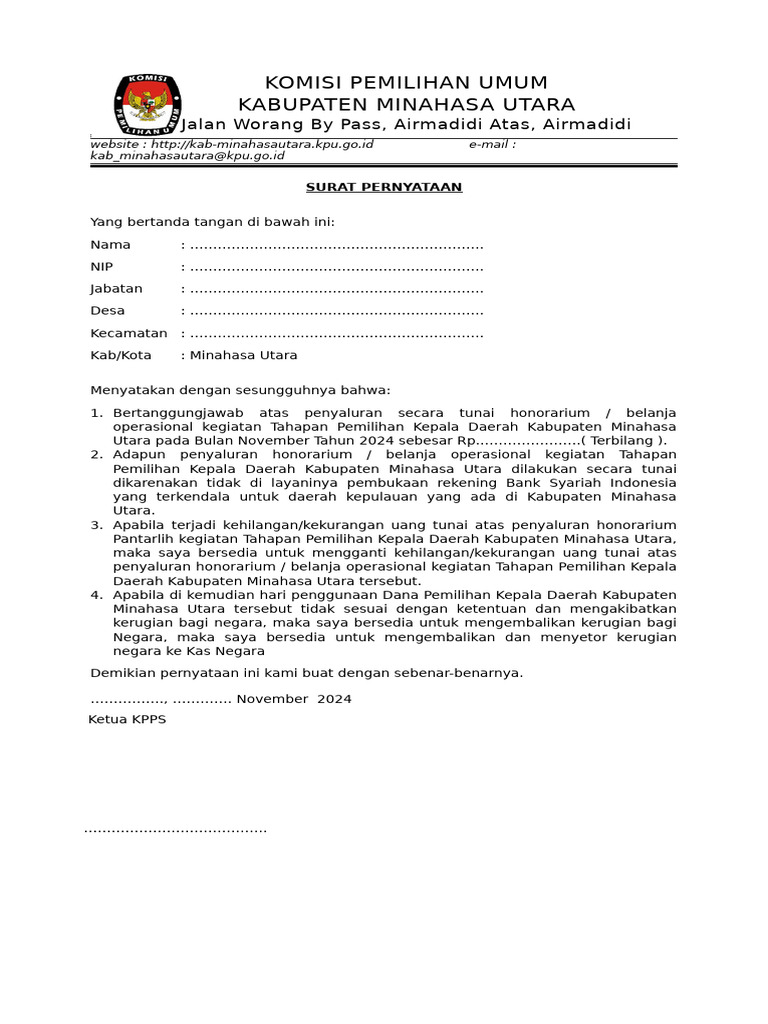 surat pernyataan kpps | PDF