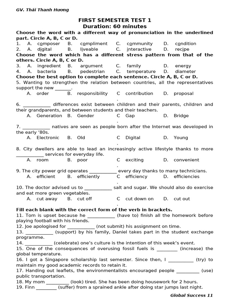 End-of-term Test 1 | PDF | Refrigerator | Climate Change