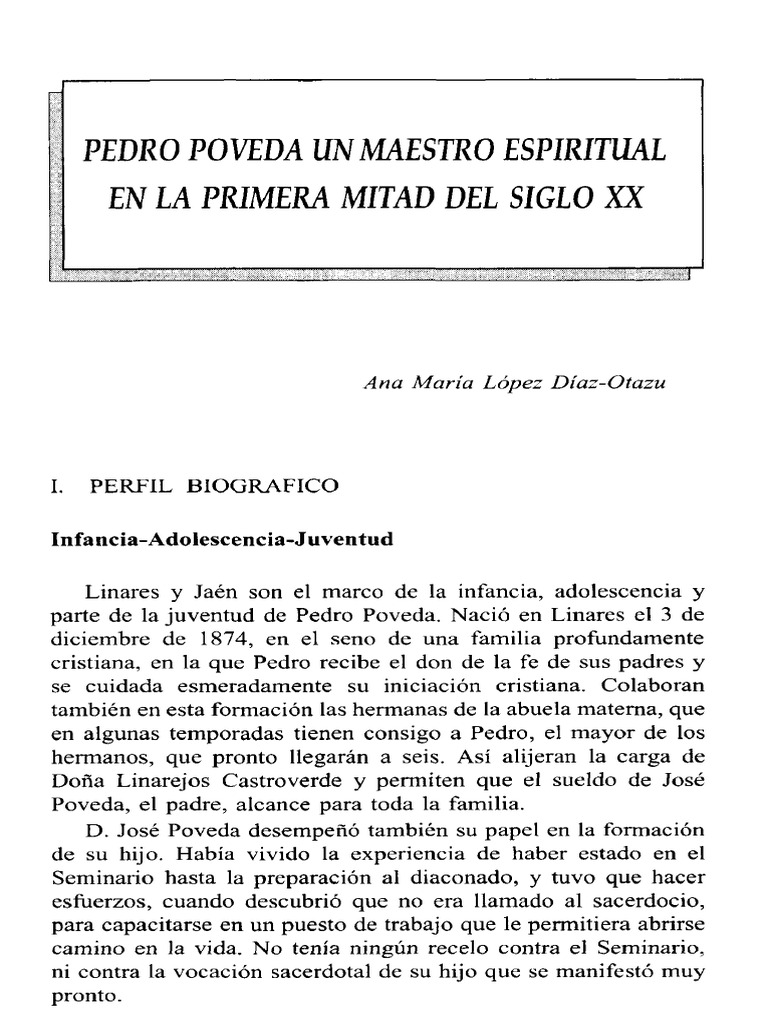 Pedro Poveda Un Maestro Espiritual en La Primera Mitad Del Siglo X ...