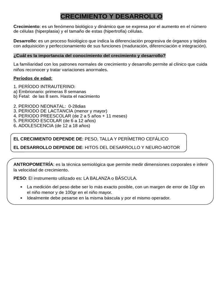 Crecimiento y Desarrollo | PDF