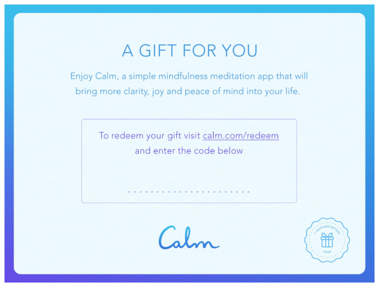Calm Gift Certificate | PDF