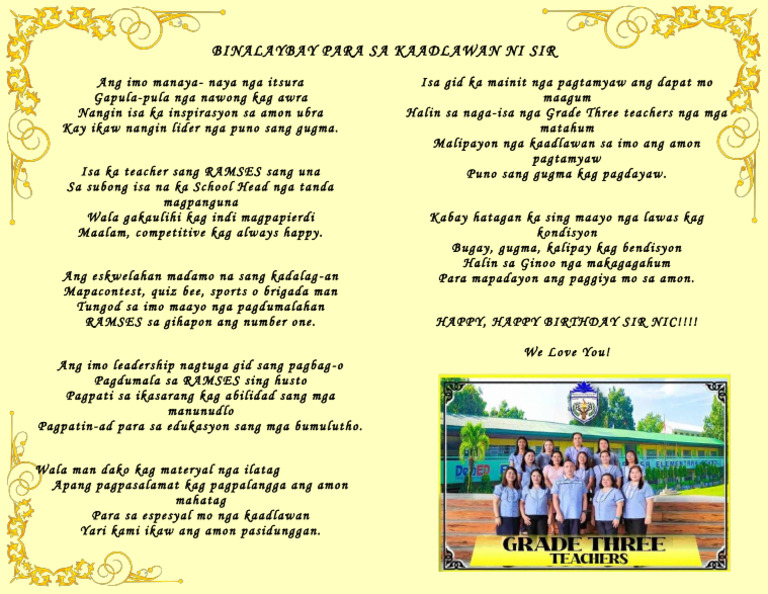 Binalaybay para Sa Kaadlawan Ni Sir | PDF