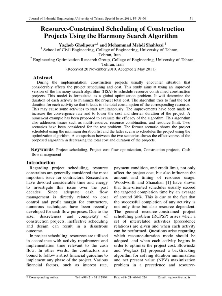 Resource Constrained Scheduling of Const | PDF | Mathematical Optimization | Algorithms