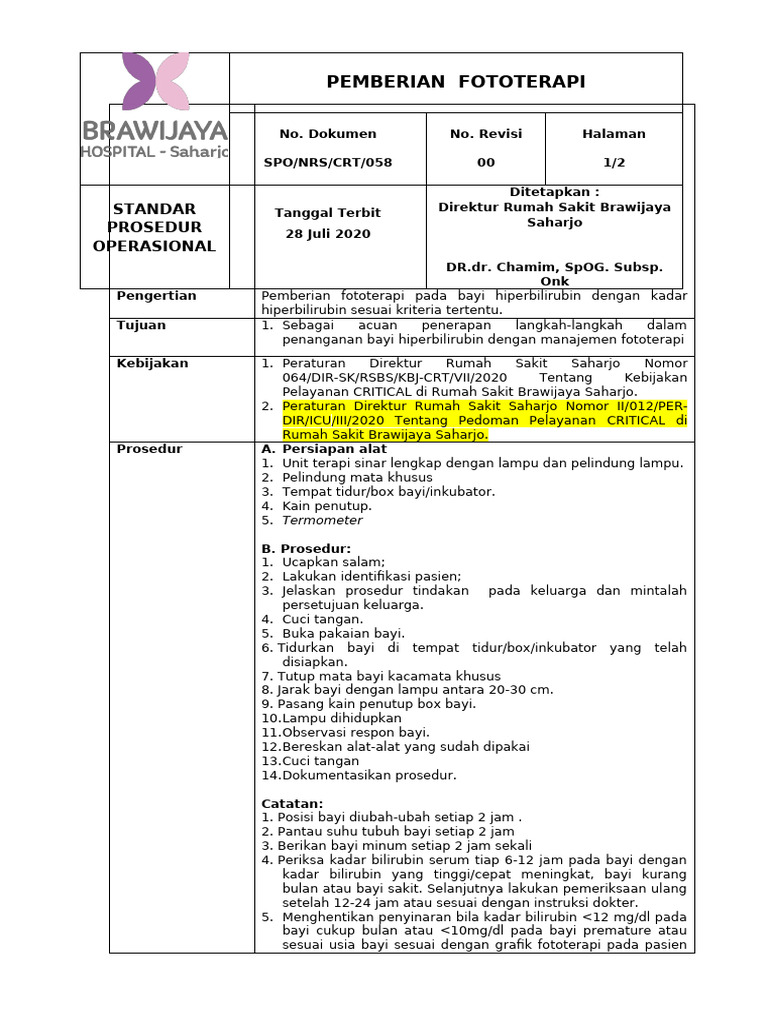 006 Pemberian Foto Terapi | PDF