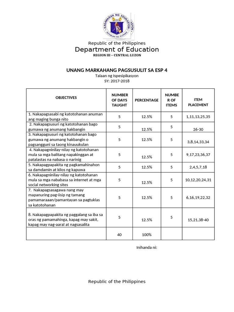 PT_ESP 4_Q1 | PDF