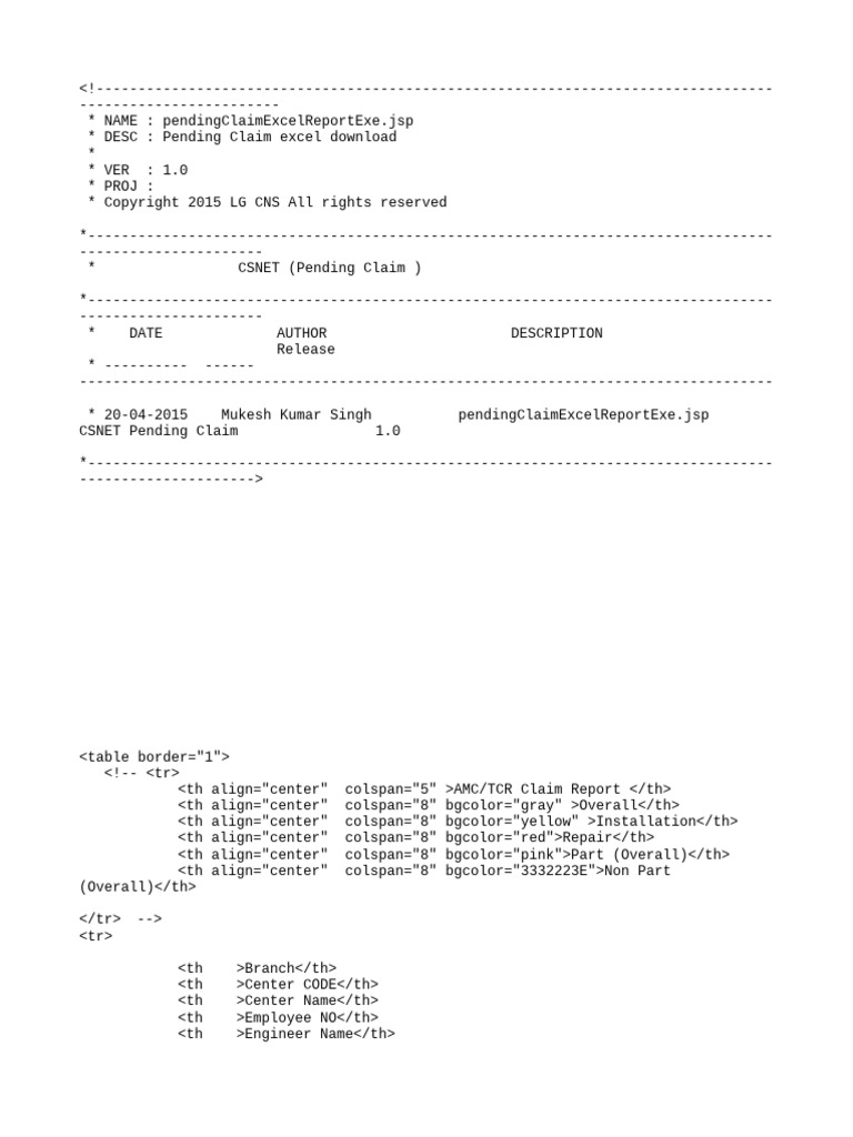 Pending Claim Excel Report | PDF | Payments