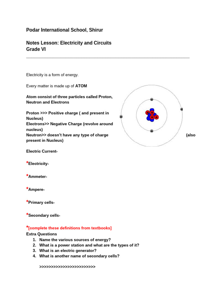 Notes Electricity and Circuits | PDF