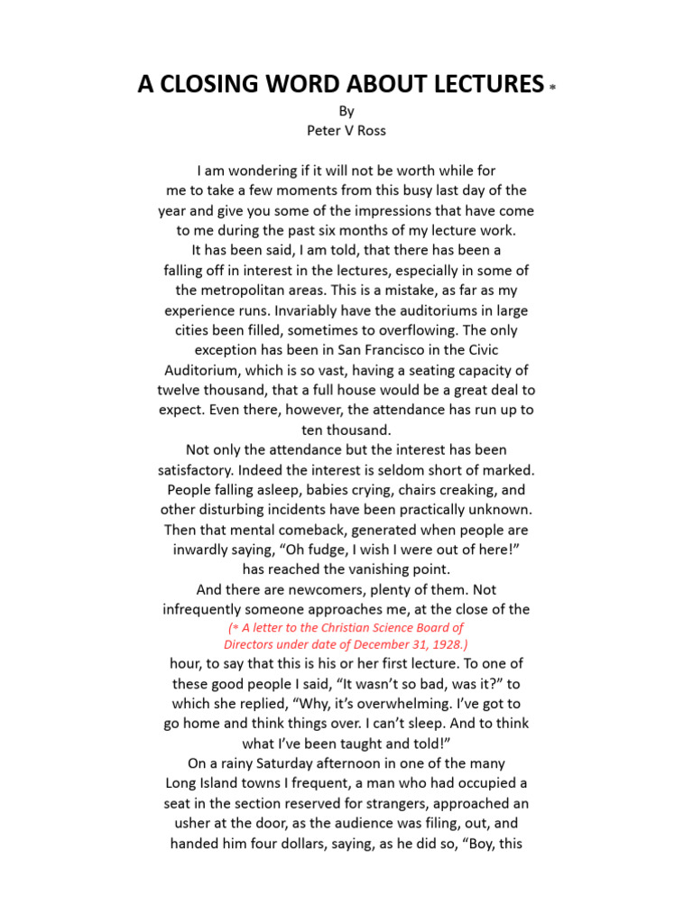 A Closing Word About Lectures | PDF | Thought