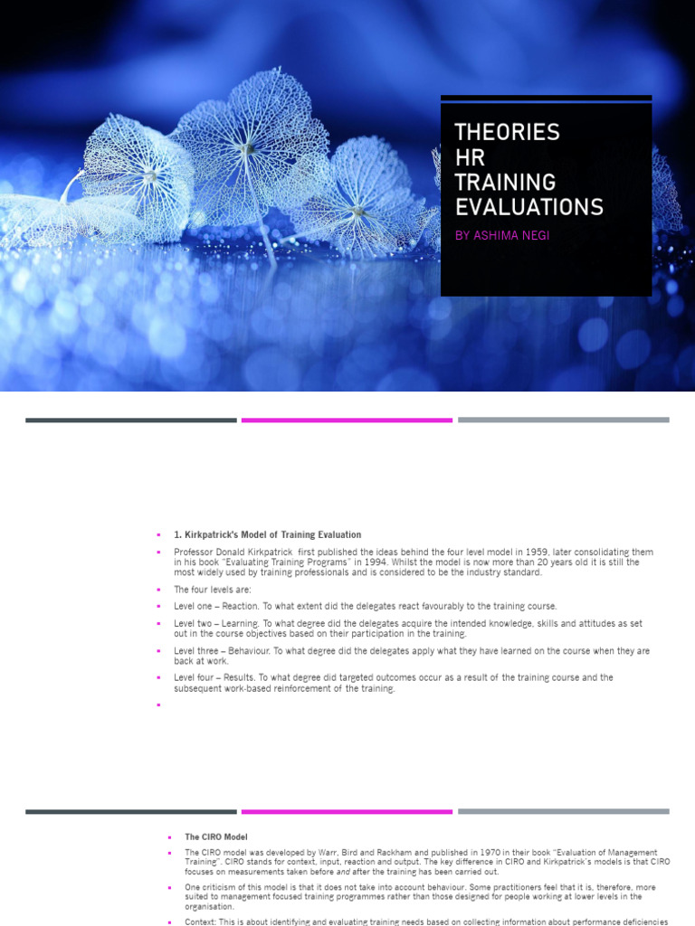 Training Evaluation Models Explained | PDF | Salary | Wage