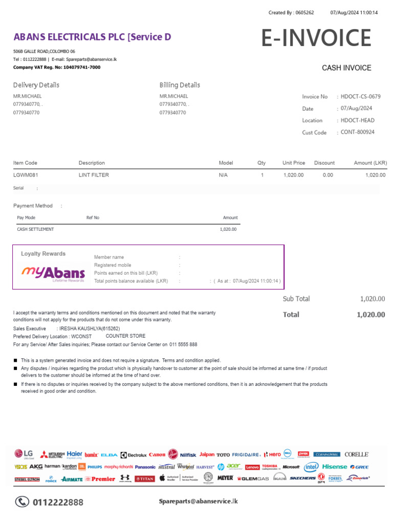 E-Invoice: Abans Electricals PLC (Service D | PDF | Apple Inc. | Invoice