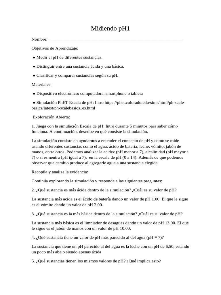Midiendo pH1 | PDF | Ph | Ácido