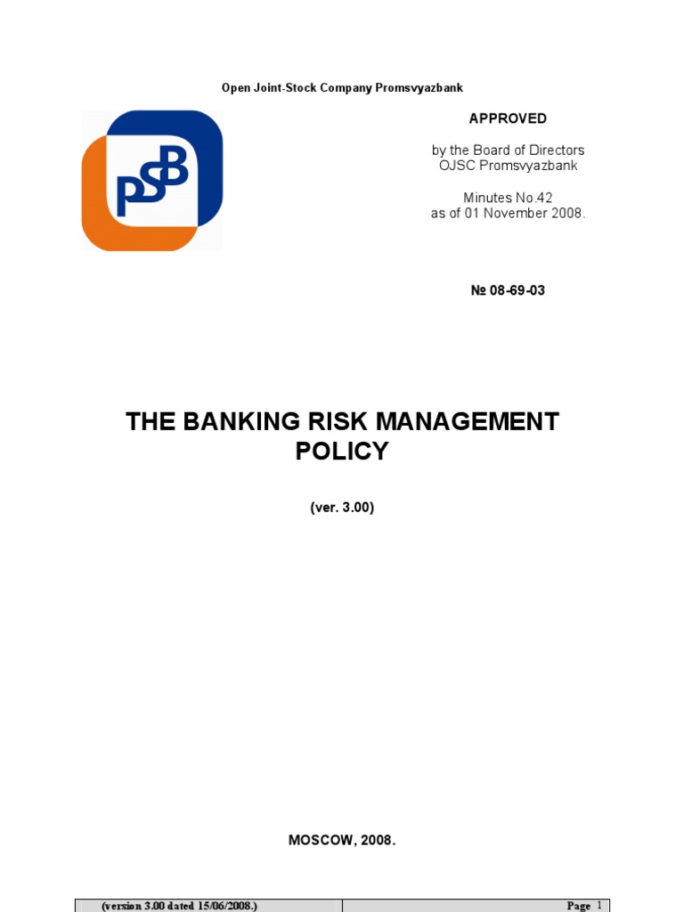 Banking Risk Management Policy | PDF | Risk Management | Banks
