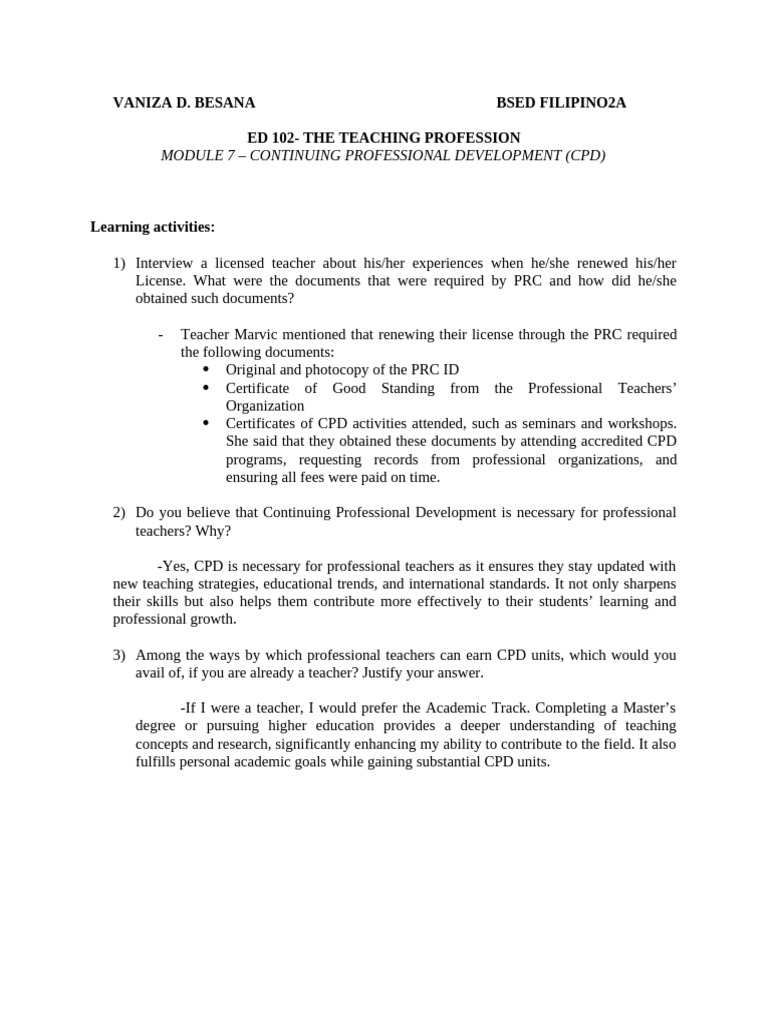 Module 7 Continuing Professional Development | PDF