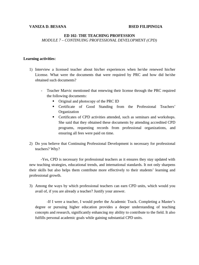 Module-7-Continuing-Professional-Development (1) | PDF | Constructivism ...