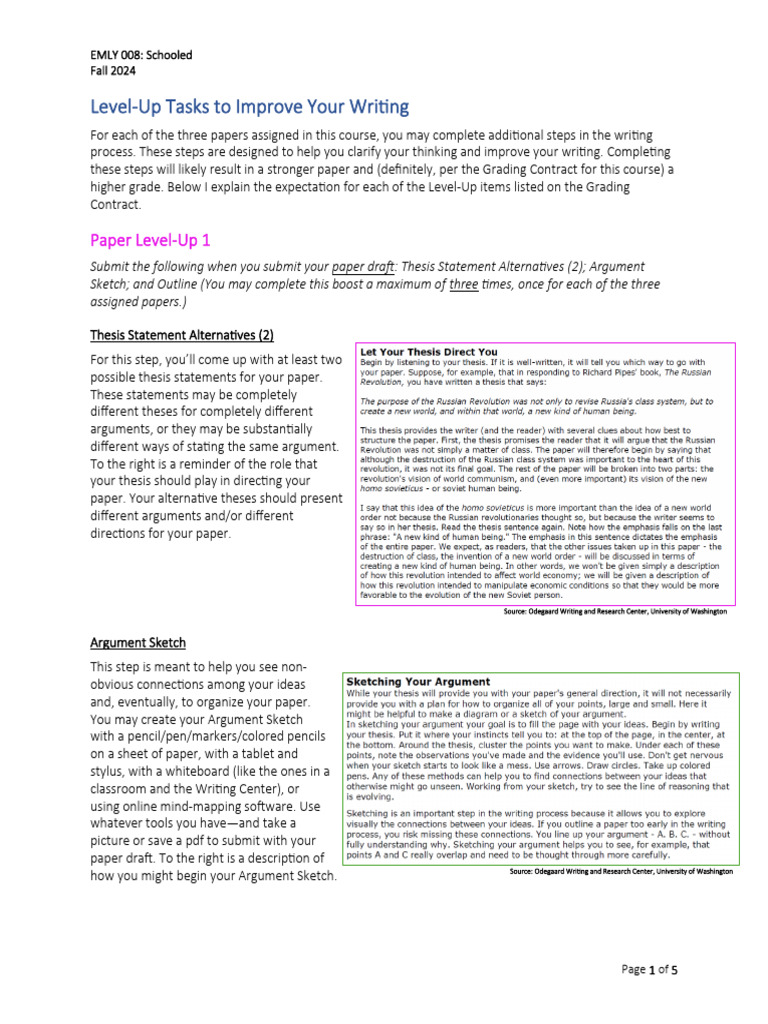 EMLY 008_Level-up tasks | PDF | Essays | Writing