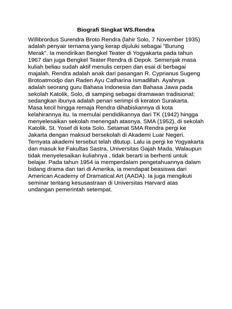 Biografi Singkat WS | PDF