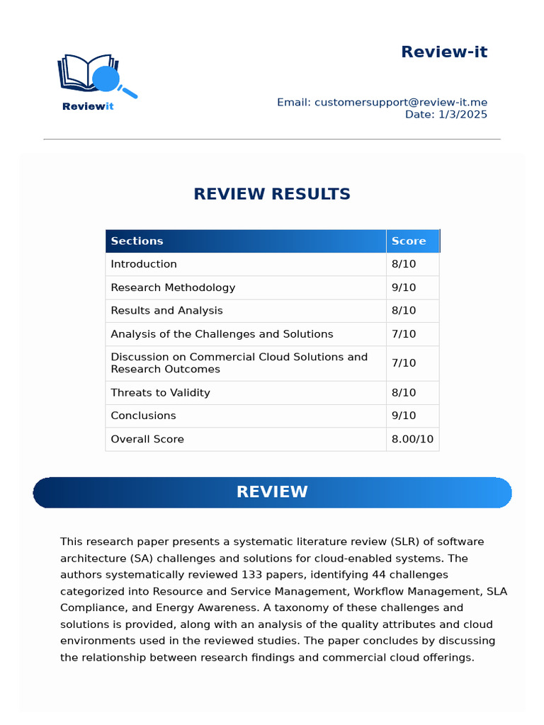 Research Paper Review Via Review-It | PDF | Systematic Review | Methodology