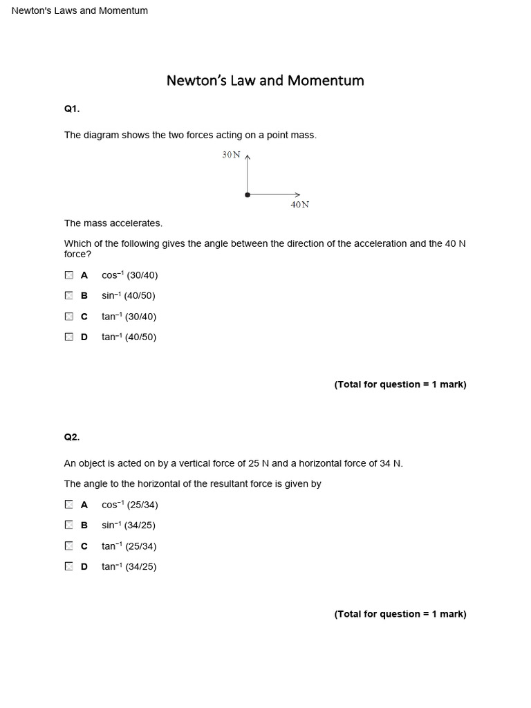 Newton's Laws: Forces and Momentum Analysis | PDF | Force | Newton's ...