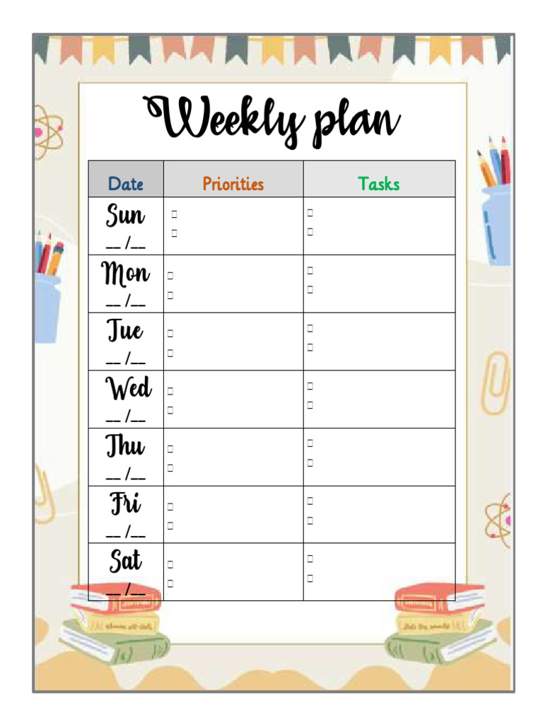 Weekly Planner Sticky Note | PDF