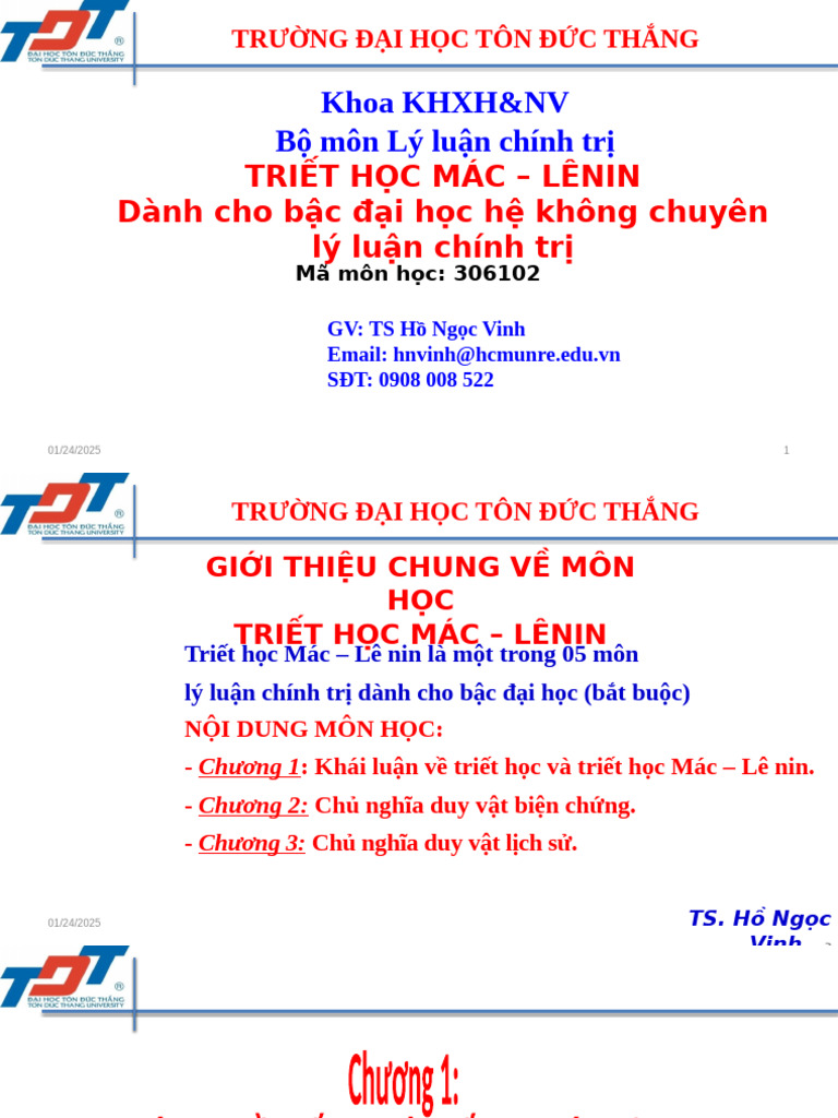 Bài Giảng Tdtu - Chương 1 - Khái Luận Về Triết Học Và Triết Học Mác ...