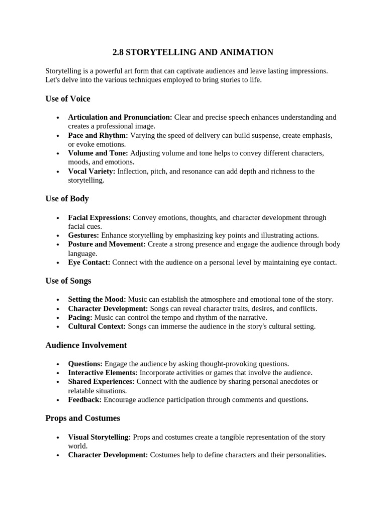 2.8 Storytelling and Animation | PDF | Storytelling | Narrative