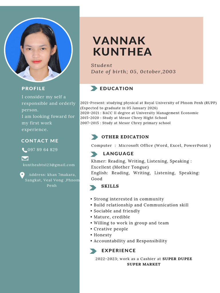 Blue Professional Modern CV Resume | PDF