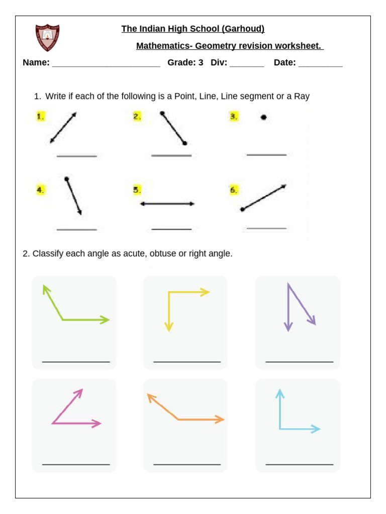 Geometry Revision Worksheet | PDF